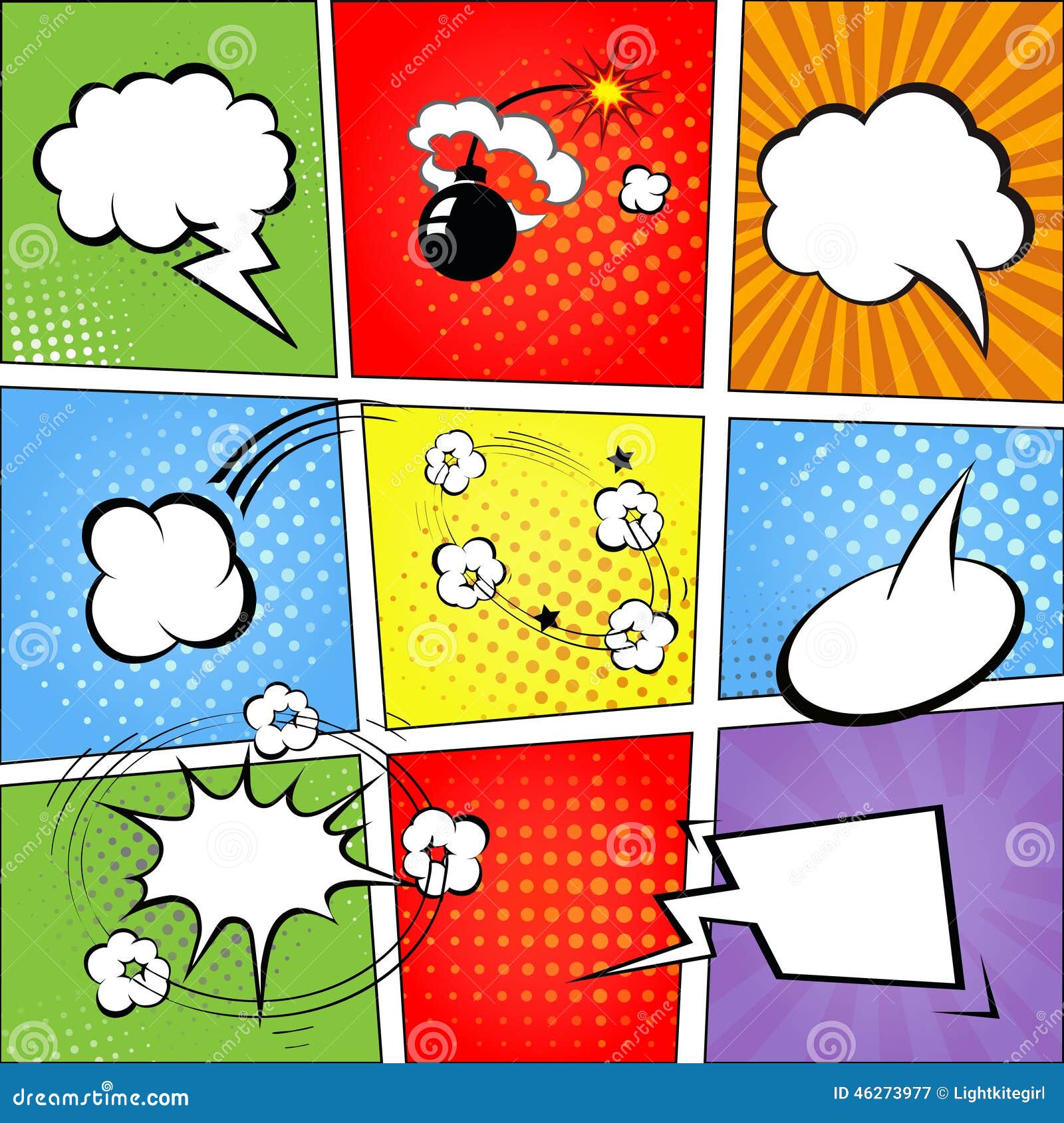 Comic Speech Bubbles and Comic Strip Background Stock Vector ...