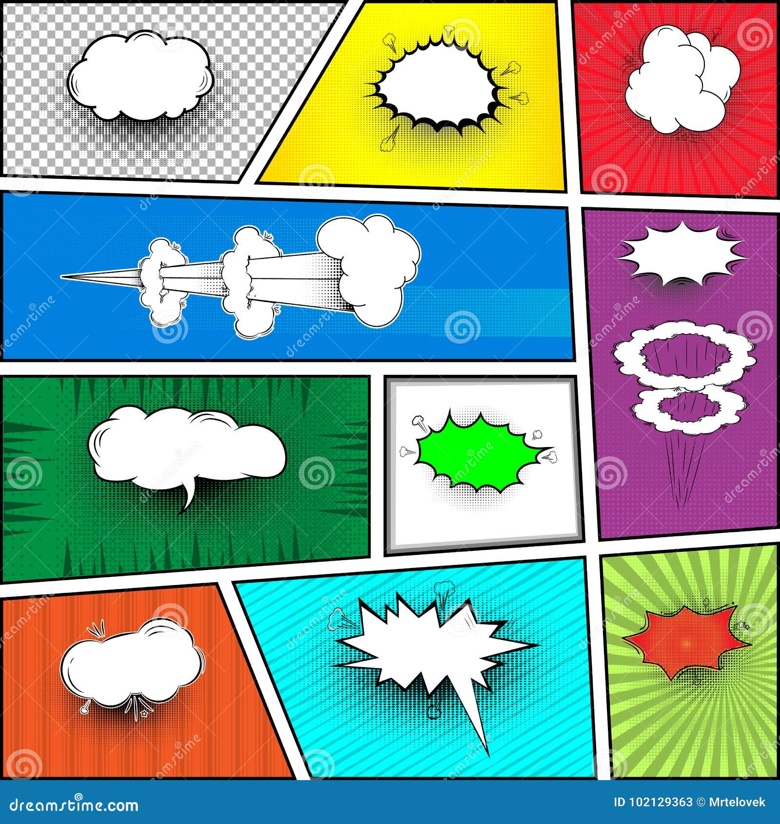 A Set Of Comic Bubbles And Elements With Halftone Shadows. Stock Vector ...