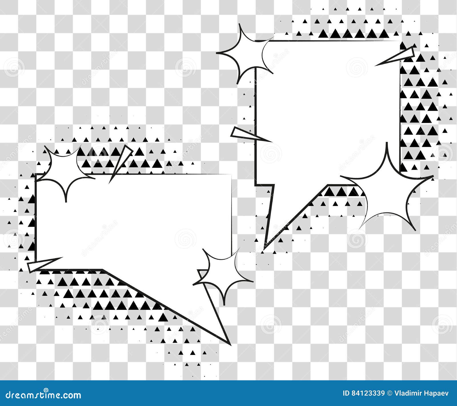 Comic Speech Bubbles With Halftone Triangles Shadows. Vector ...