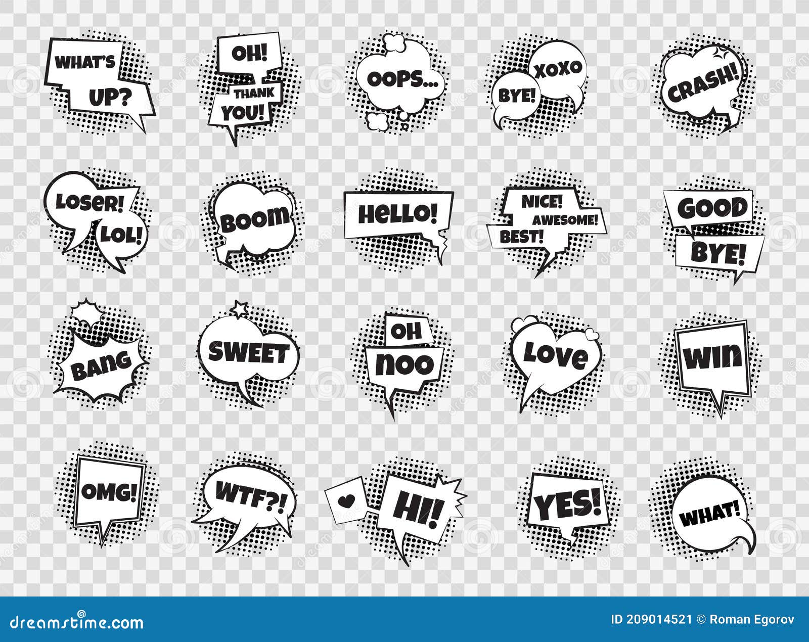 Comic Speech Bubbles. Pop Art Dialog Frames. Collection Of Expressive ...