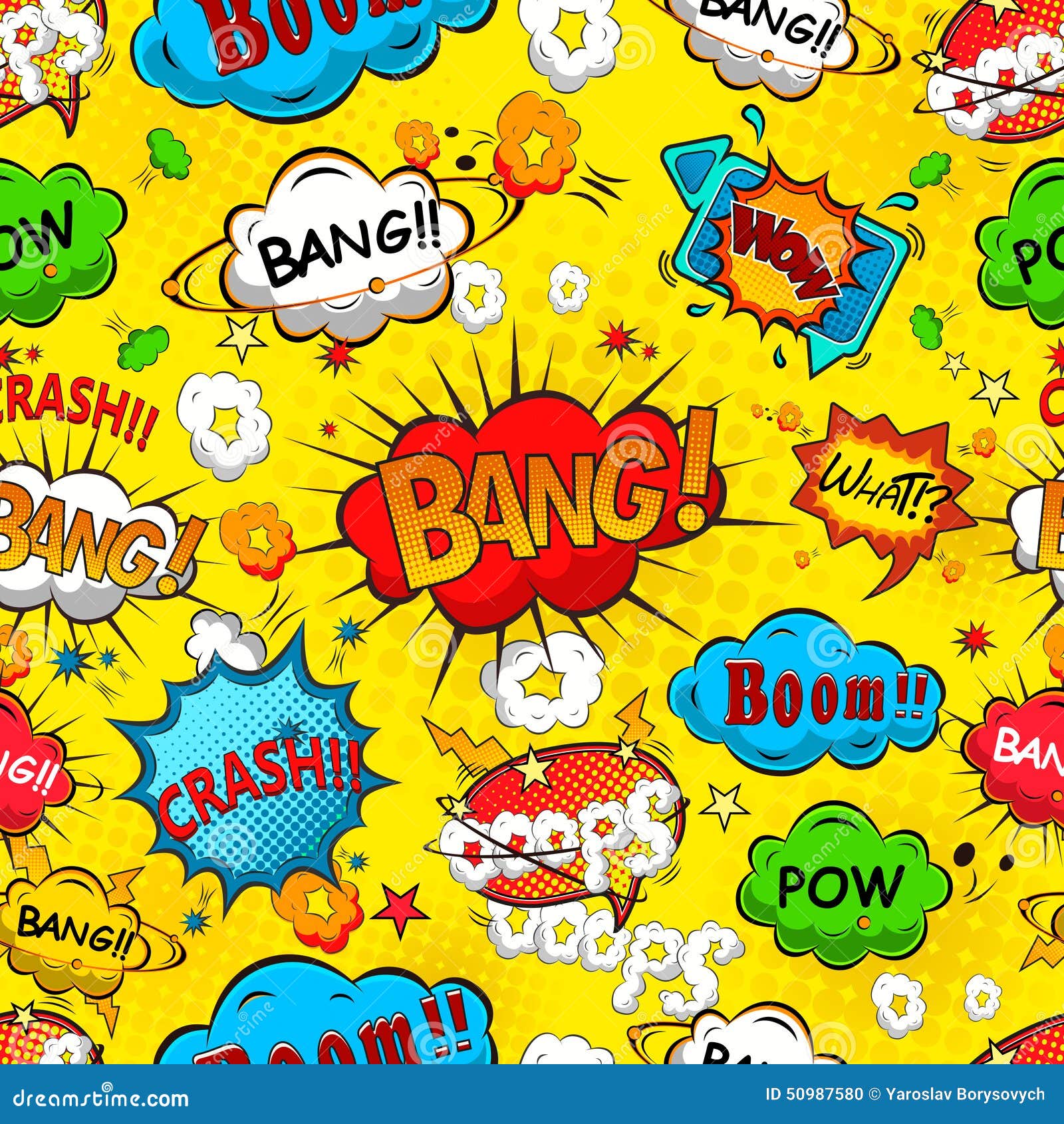 Comic Speech Bubbles Seamless Pattern Stock Vector - Illustration of ...