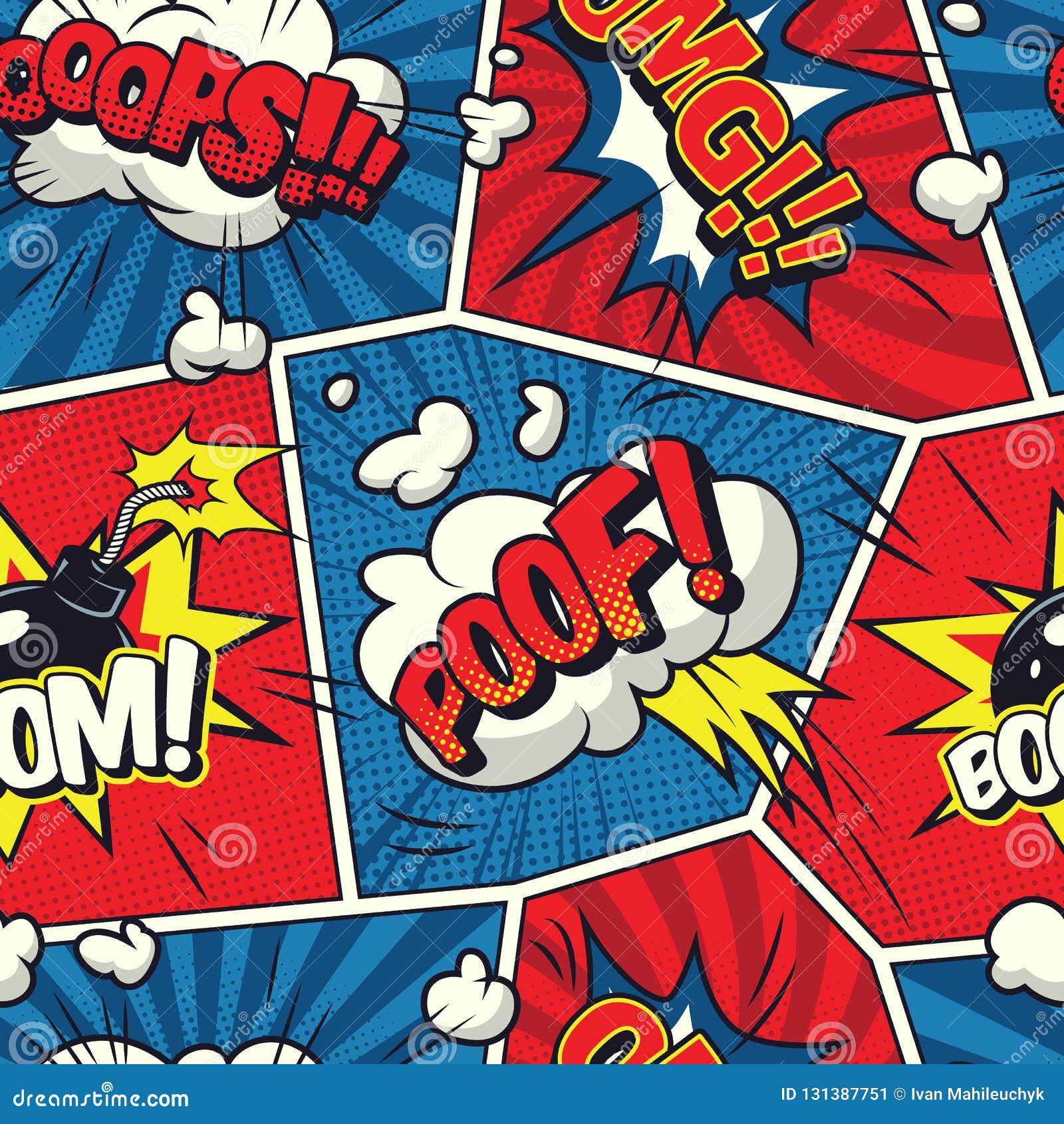 Comic Speech Bubbles Seamless Pattern Stock Vector - Illustration of ...