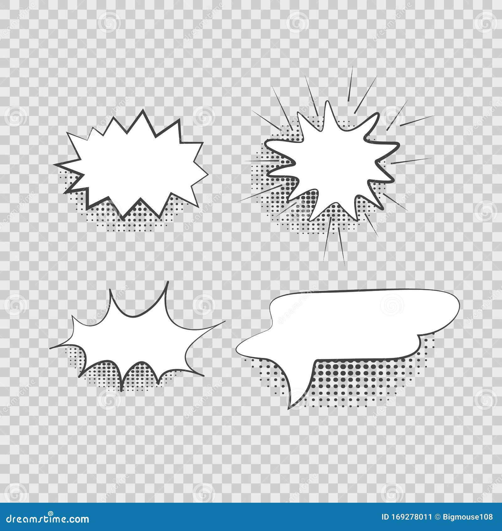 Comic Speech Bubbles Signs Black Thin Line Icon Set. Vector Stock ...