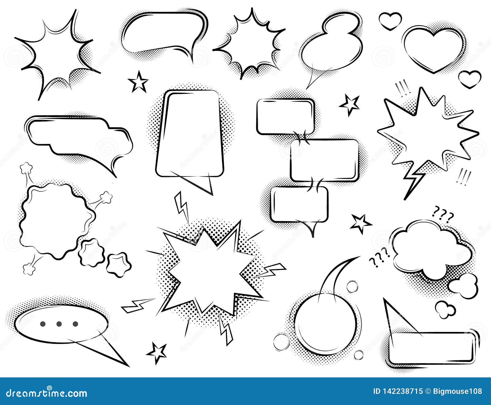 Comic Speech Bubbles Signs Black Thin Line Set. Vector Stock Vector ...