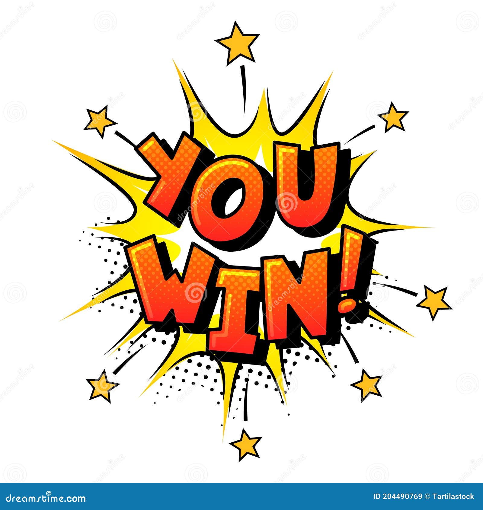 Comic Speech Bubbles with Text You Win. Cloud Balloon in Pop Art Style ...