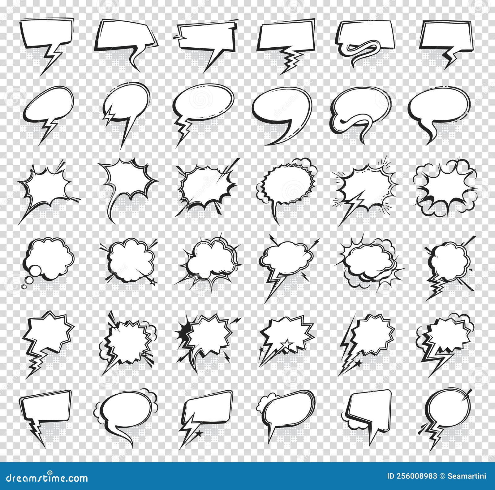 Comic Speech Bubbles, Think Clouds, Talk Balloons Stock Illustration ...