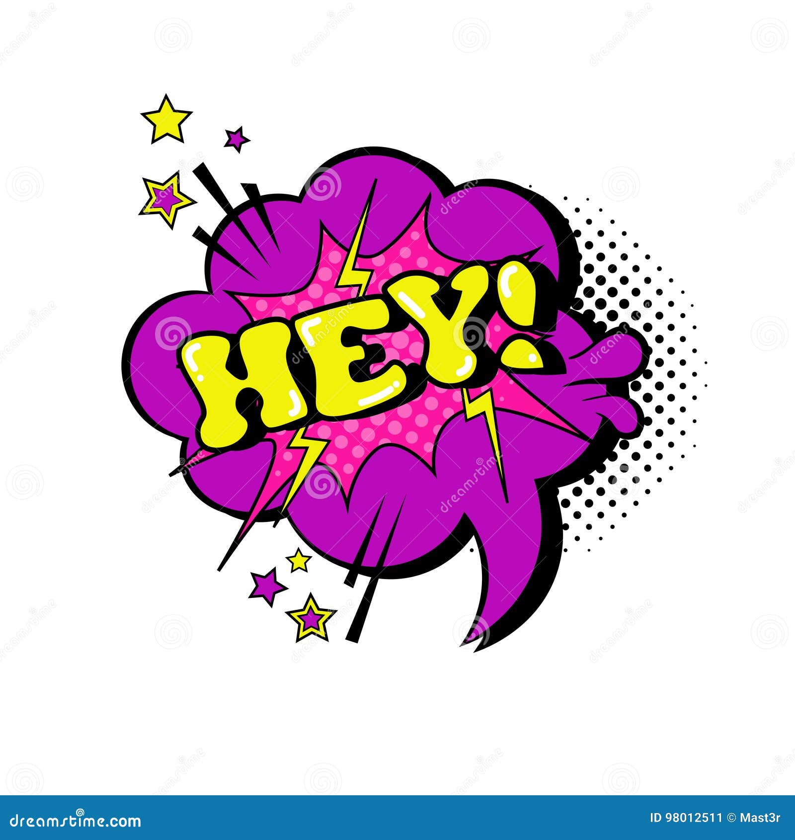 Comic Speech Chat Bubble Pop Art Style Hey Expression Text Icon Vector ...