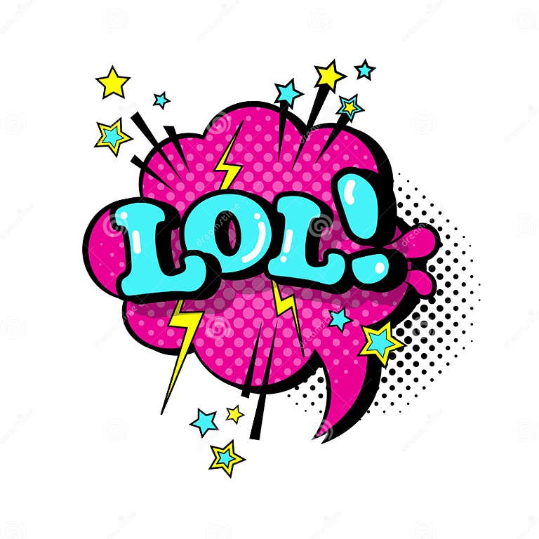 Comic Speech Chat Bubble Pop Art Style Lol Expression Text Icon Stock ...