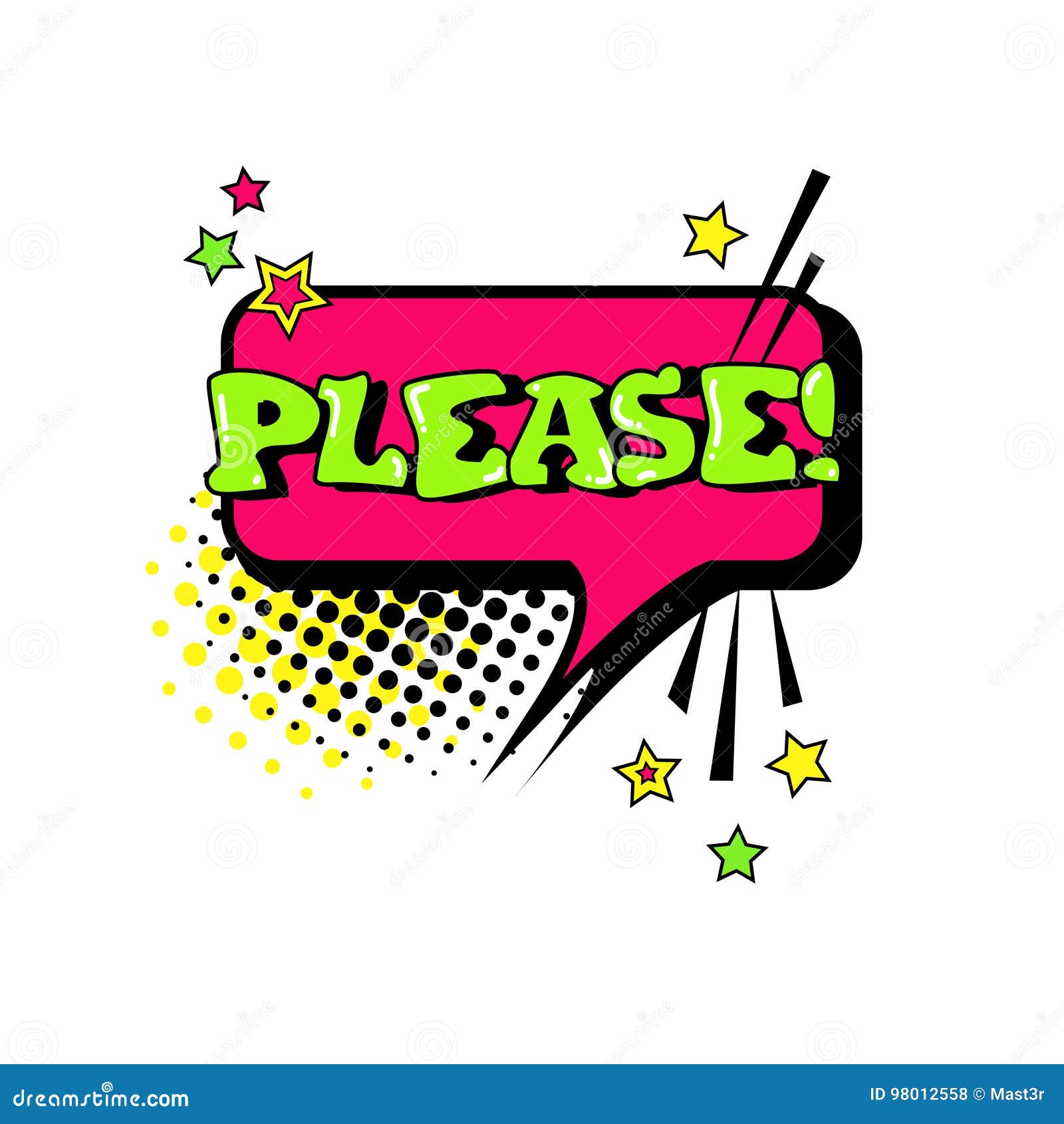 Comic Speech Chat Bubble Pop Art Style Please Expression Text Icon ...