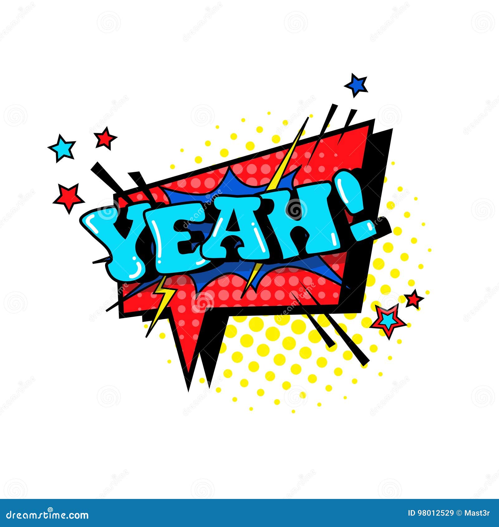 Comic Speech Chat Bubble Pop Art Style Yeah Expression Text Icon Stock ...