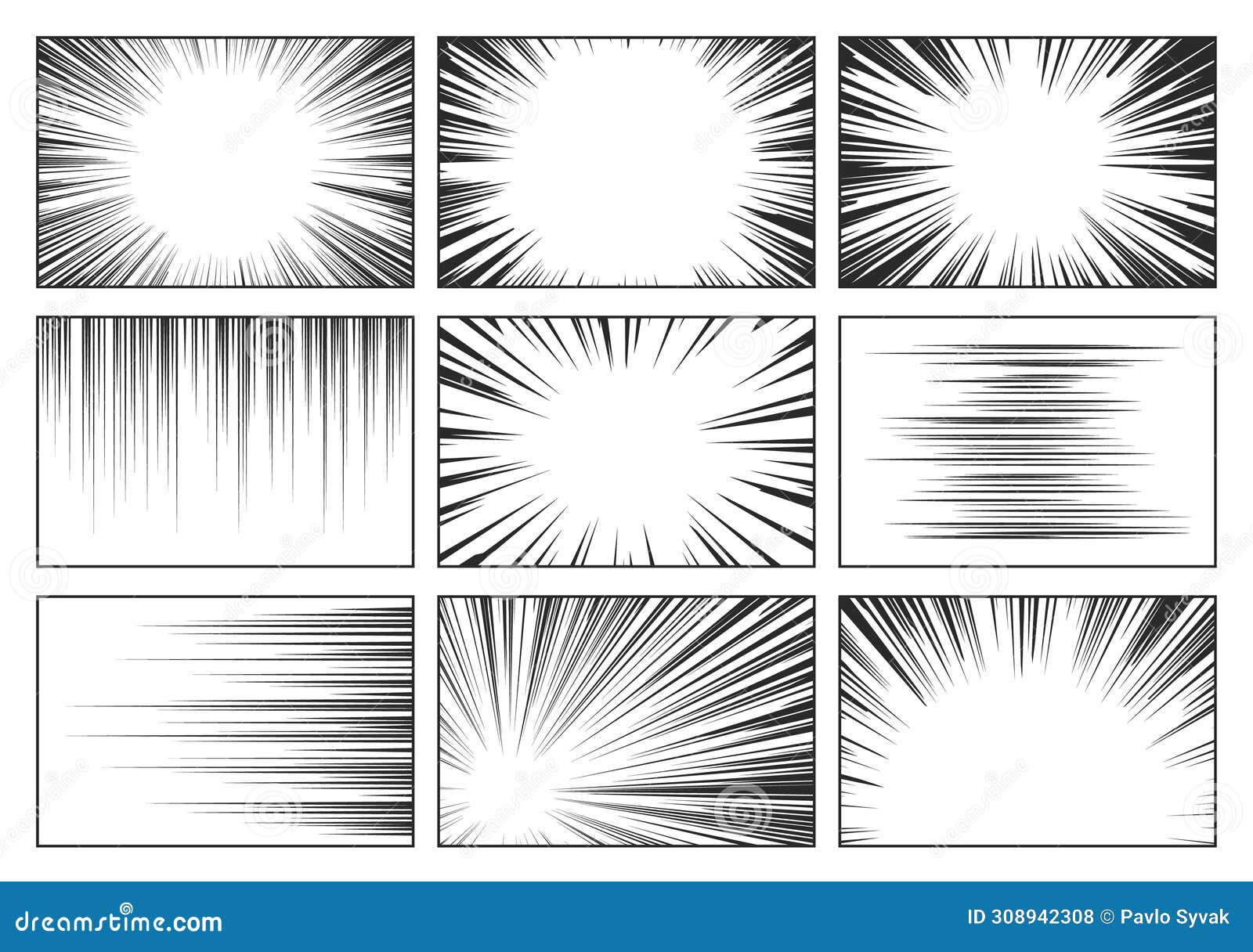 Comic Speed Lines Set. Dynamic Streaks or Rays Used in Comics To Convey ...