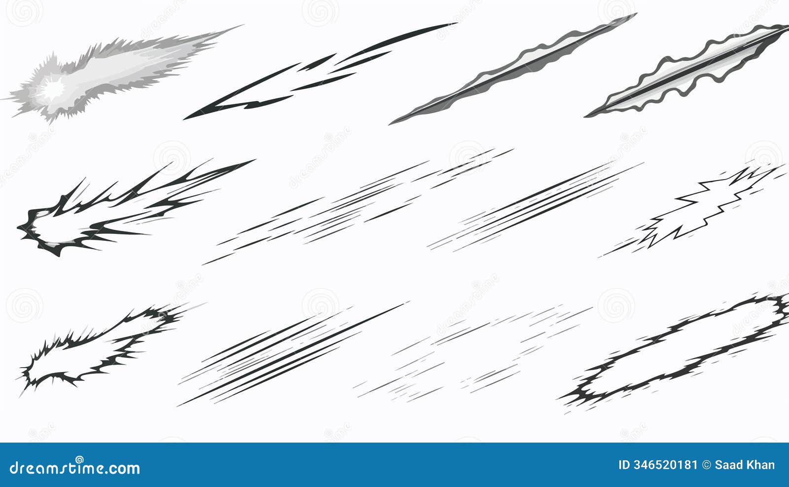 Comic Speed Lines Set Dynamic Vector Visual Effects Stock Illustration ...