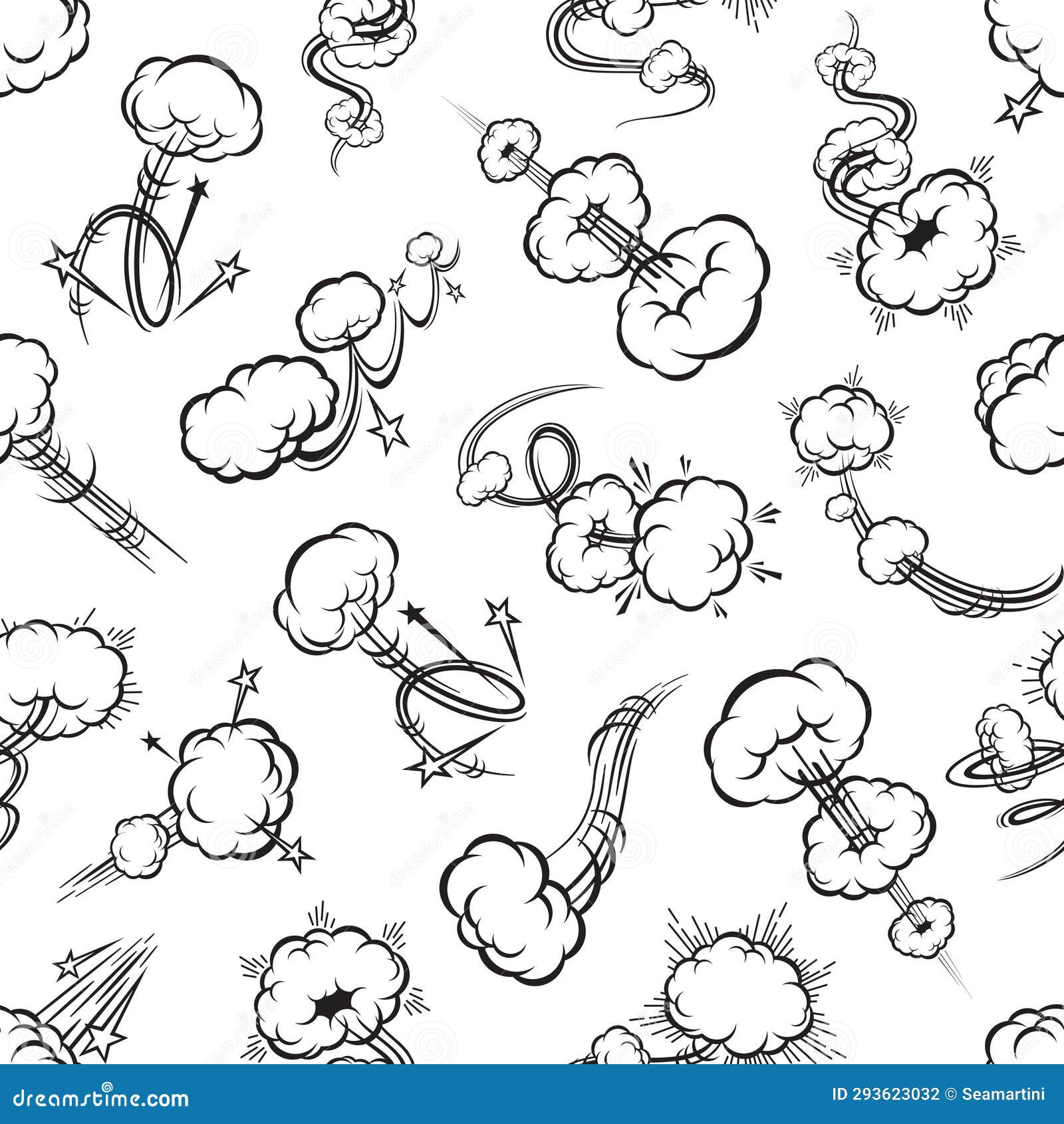 Comic Speed Motion Effect Trails, Seamless Pattern Stock Vector ...