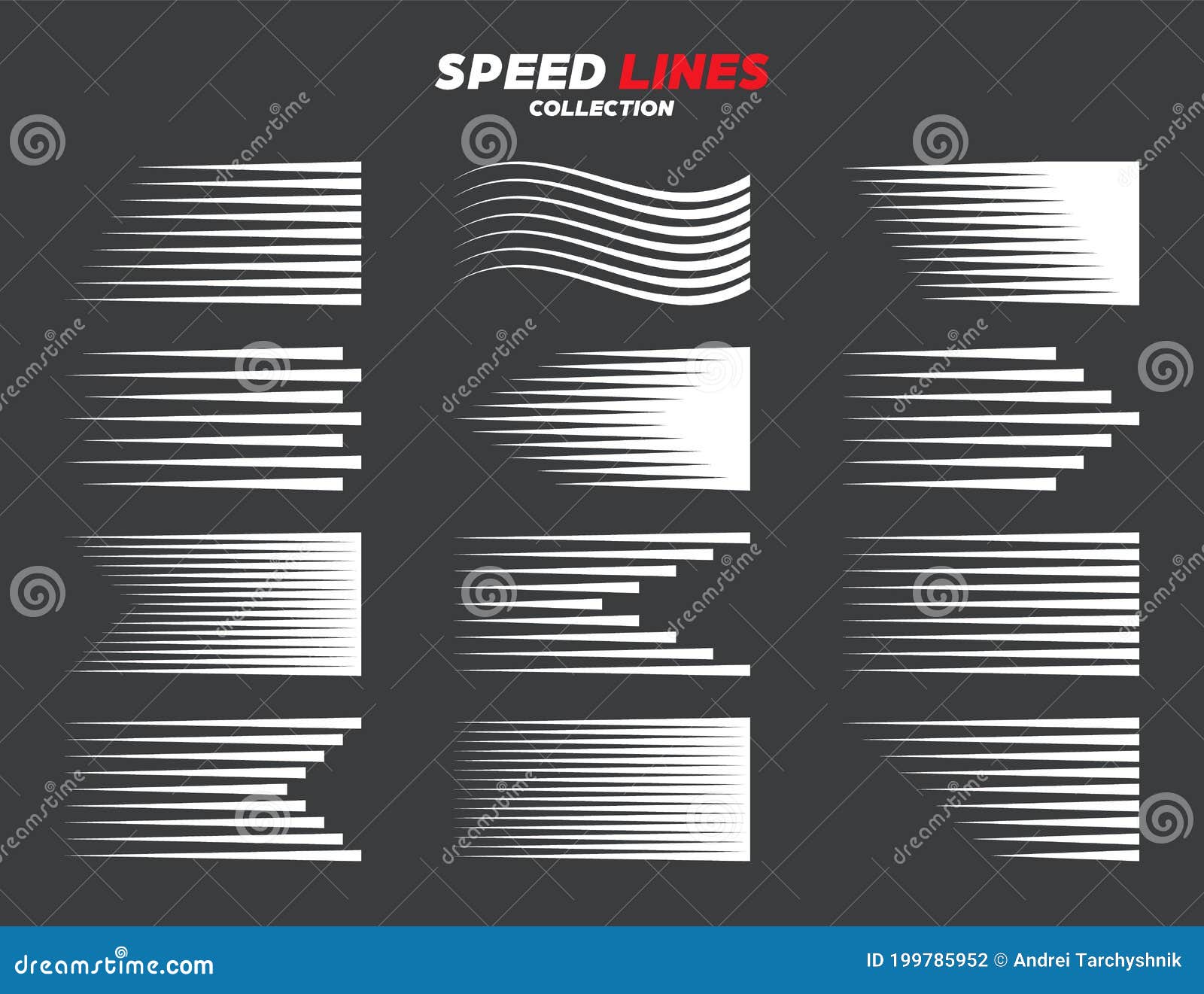 Comic Speed Motion Lines Collection. Vector Illustration. Stock Vector ...