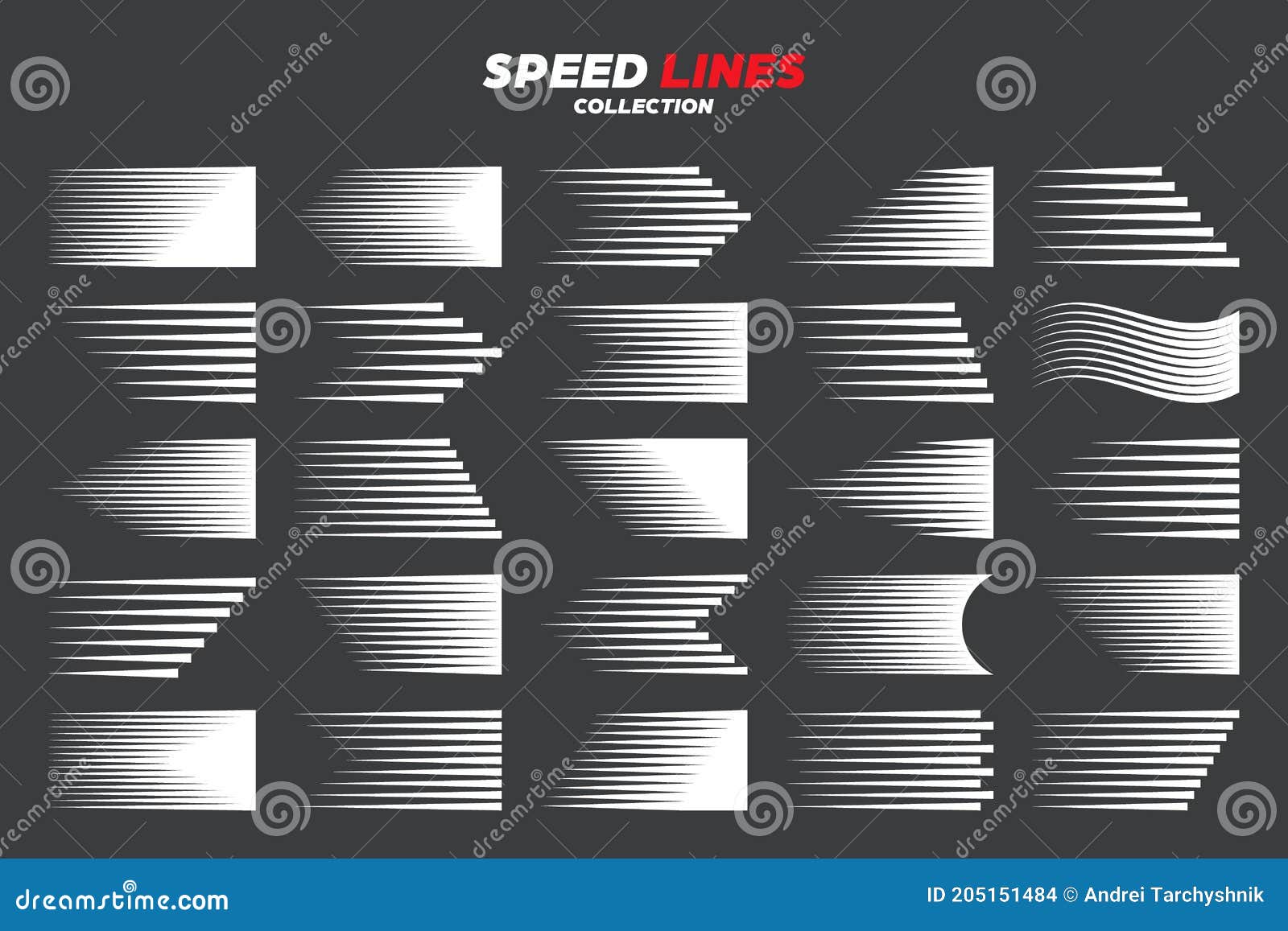 Comic Speed Motion Lines Collection. Vector Illustration. Stock Vector ...