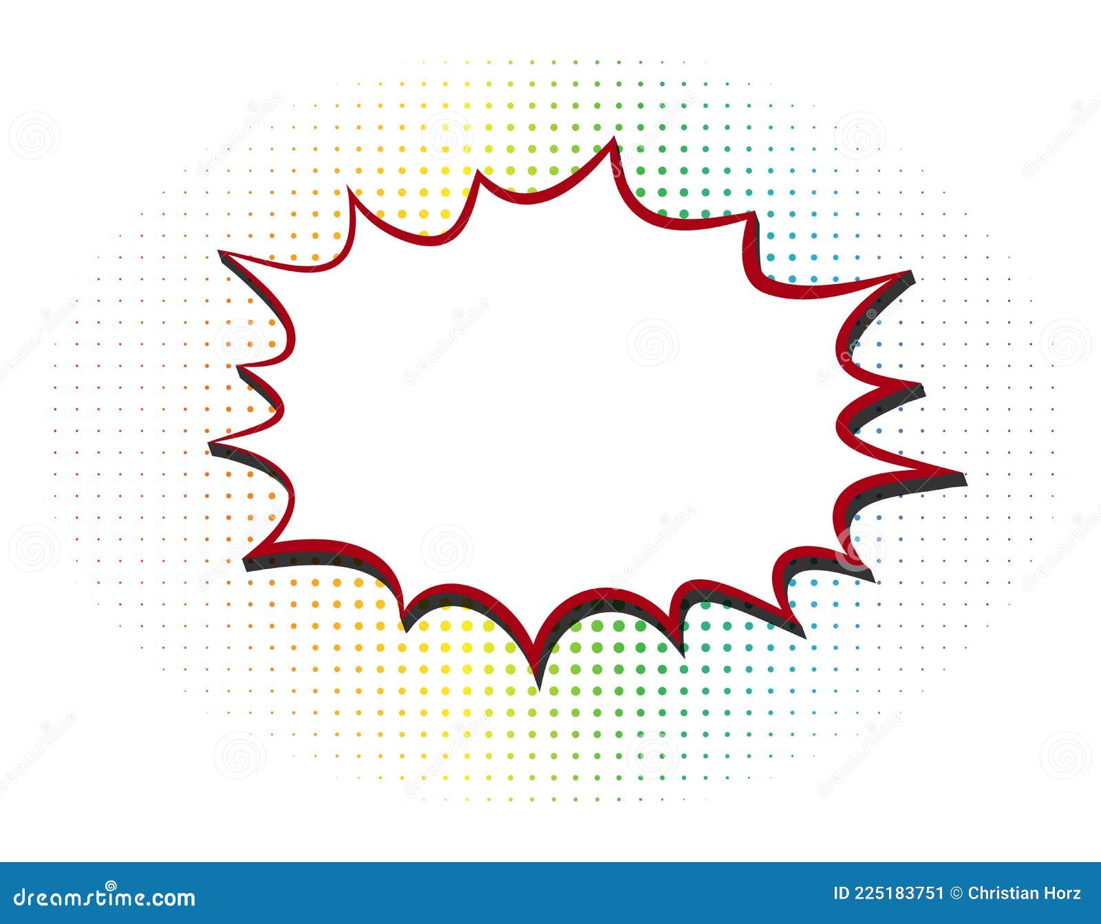 Comic Splash Speech Bubble with Copy Space on Rainbow Colored Halftone ...