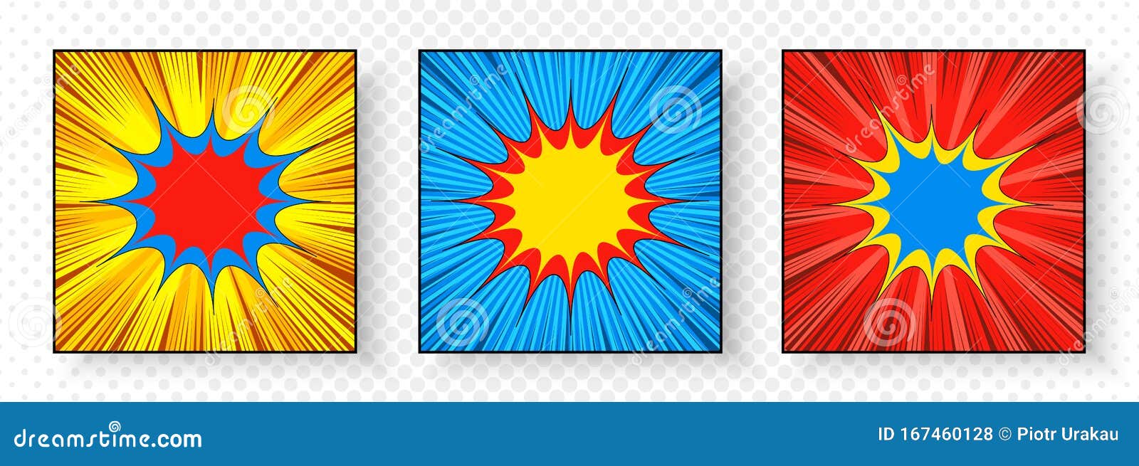 Comic Square Bright Explosive Composition Stock Vector - Illustration ...