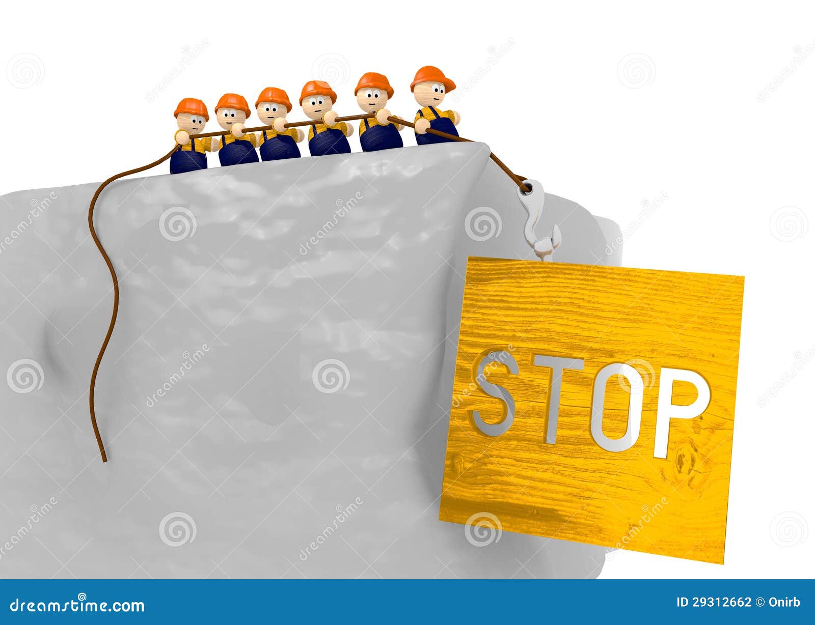 Comic Stop Sign 3d Illustration with 3d Characters Stock Illustration ...