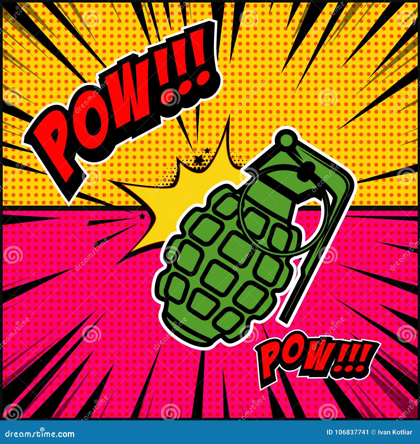 Grenade Explosion. Green Military Bomb Cartoon Vector | CartoonDealer ...