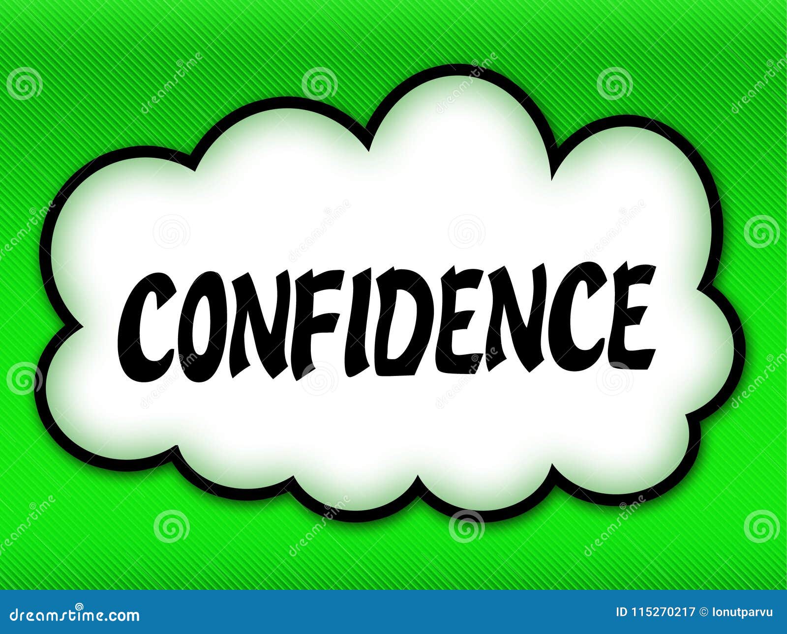 Comic Style Cloud with CONFIDENCE Writing on Bright Green Background ...