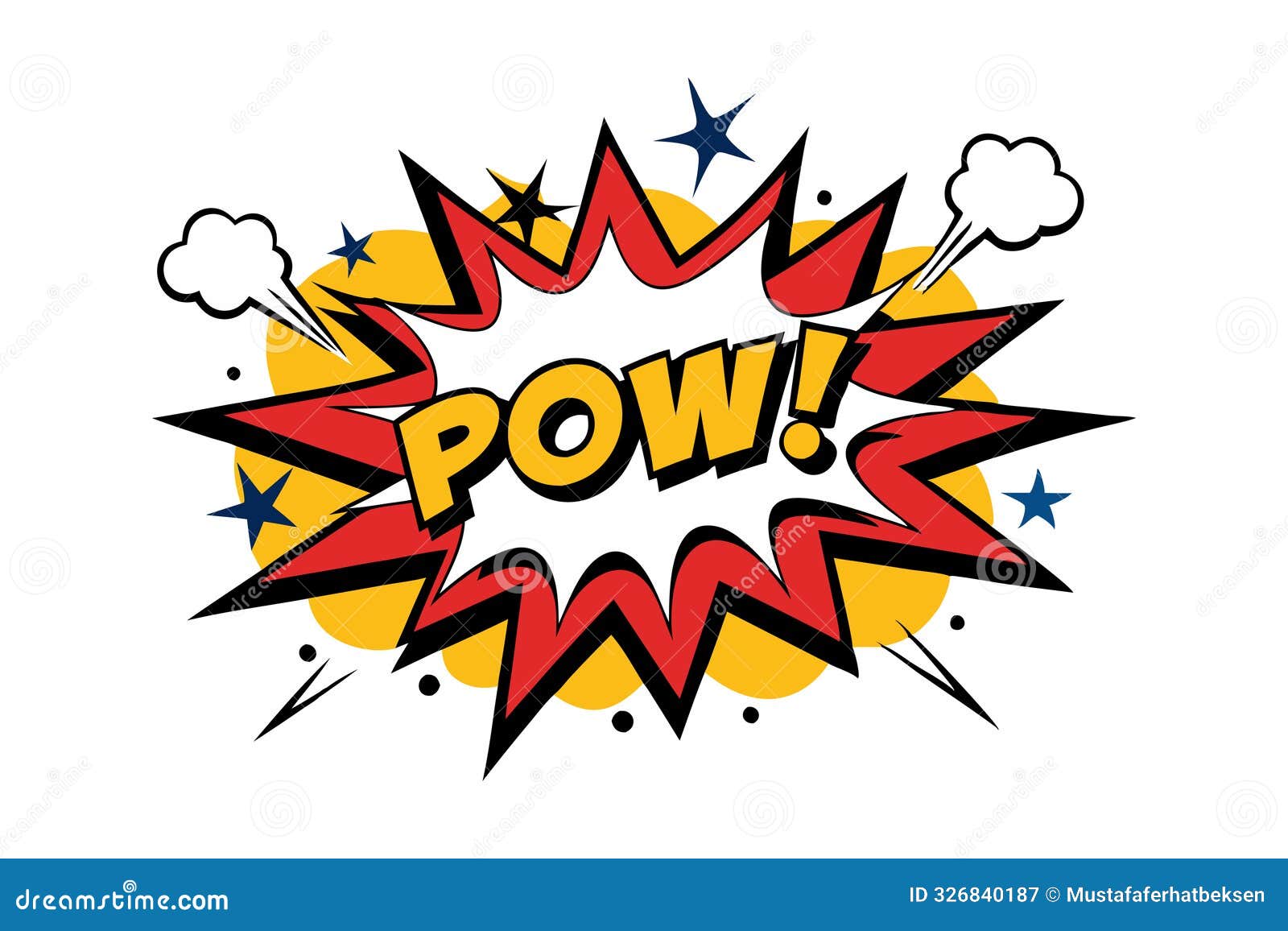 Comic Style Explosion Bubble with POW Text in Red and Yellow Stock ...