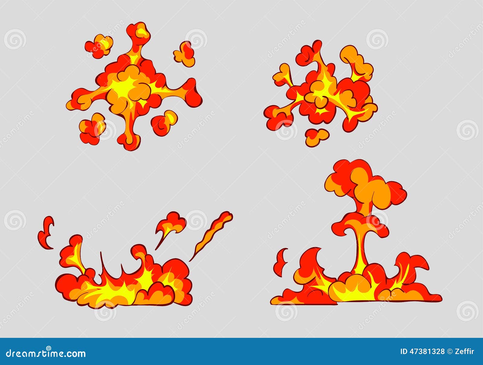 Comic style explosion set. stock vector. Illustration of bright - 47381328