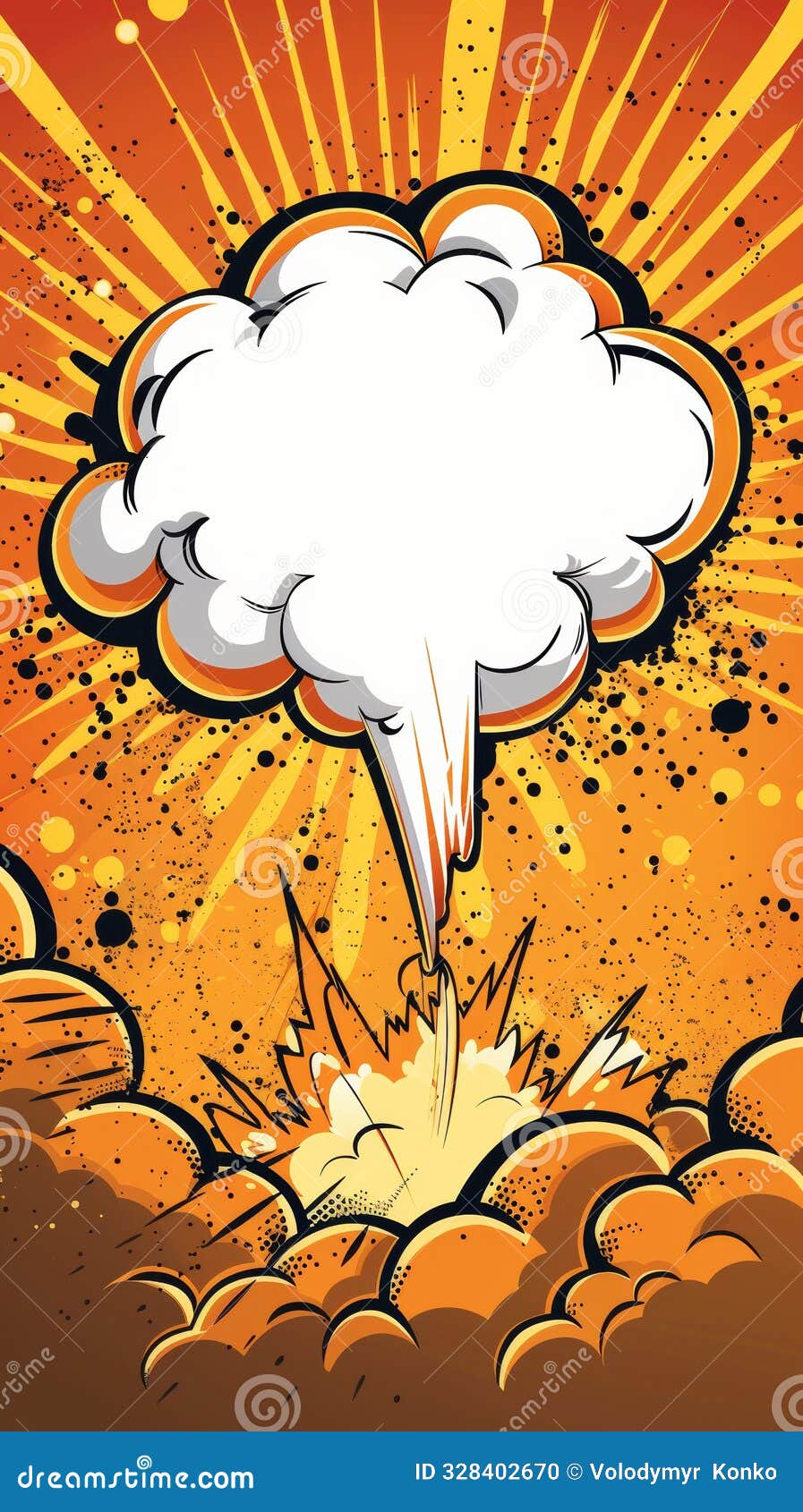 Comic Style Explosion with Smoke Cloud Stock Photo - Image of burst ...