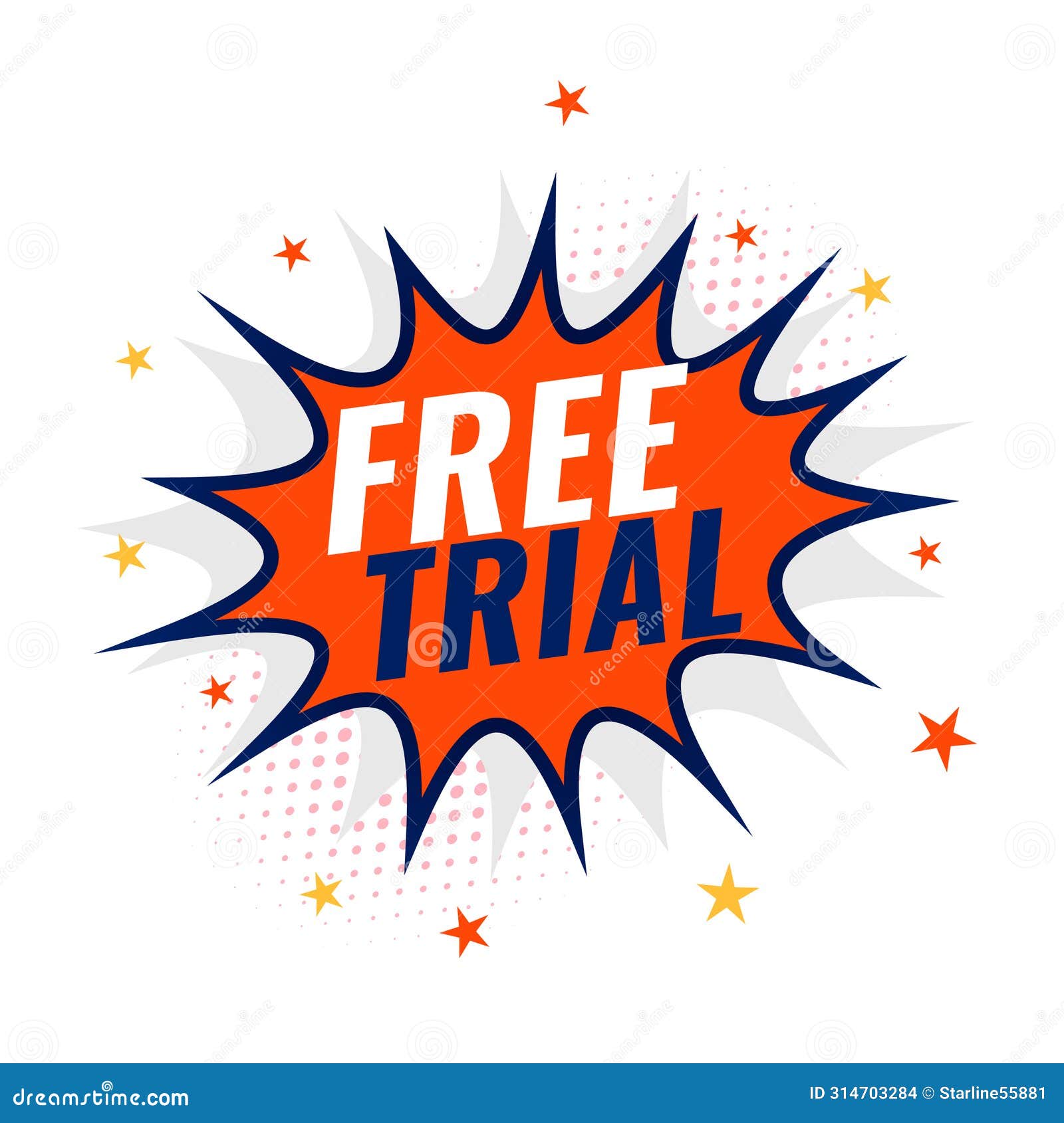 Comic Style Free Trial Sticker Background Buy Full Access Stock Vector ...