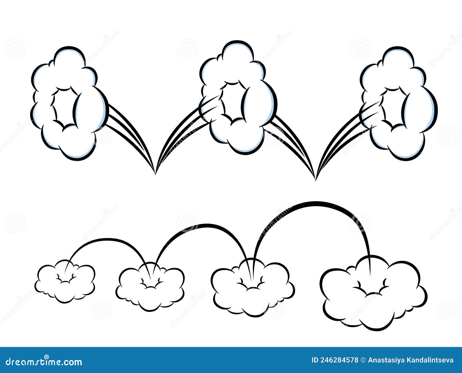 Comic Style Jump Element Set. Jump Cloud Isolated on White Background ...