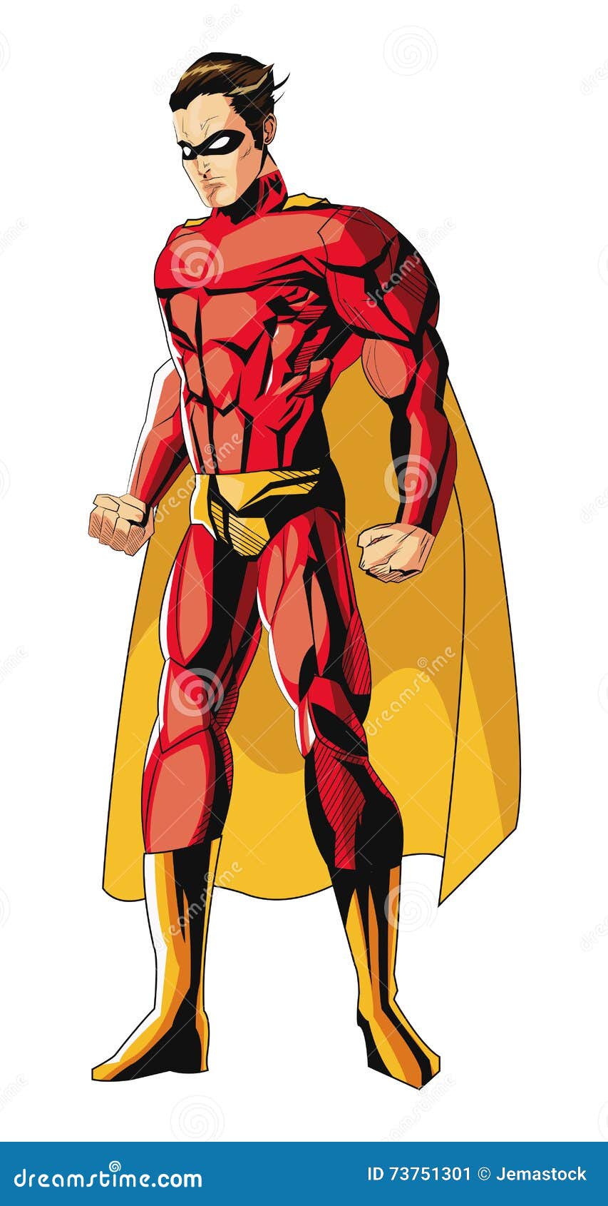 Comic Style Male Superheroe with Red Uniform Icon Stock Illustration ...