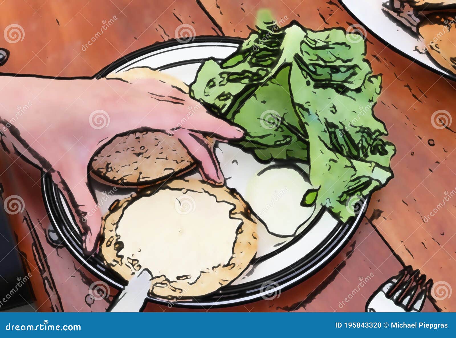 Comic Burger Vector Icon, Cartoon Retro Hamburger, American Fast Food ...