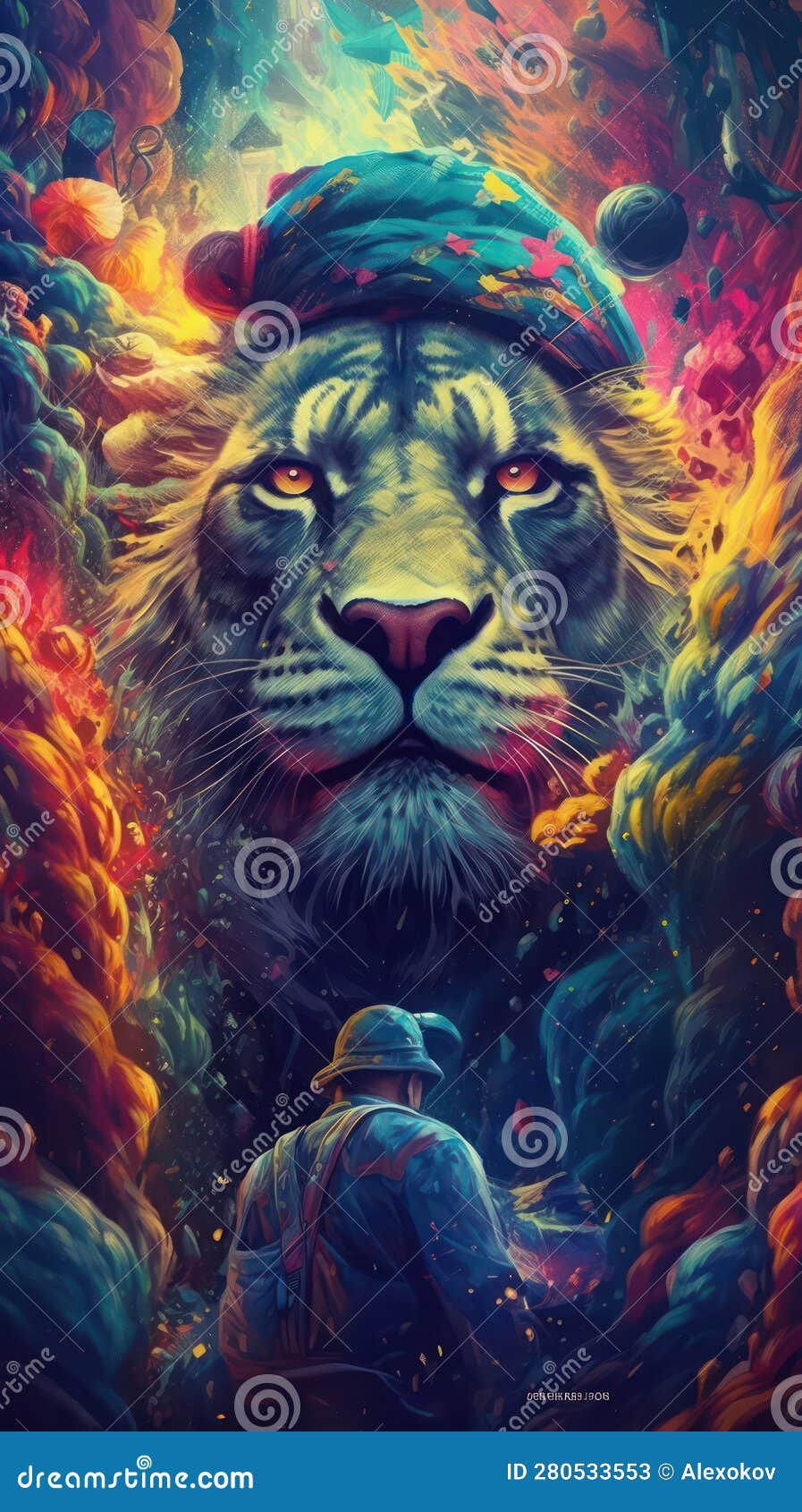 Comic-Style Persian Hunter in the Jungle. Stock Illustration ...