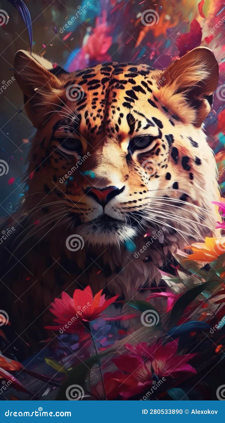 Comic Style Serval Hunting in the Jungle . Stock Illustration ...