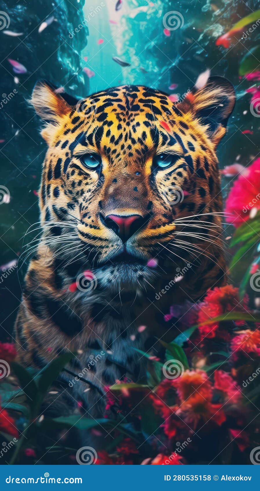 Comic-Style Snow Leopard Hunting in the Jungle. Stock Illustration ...