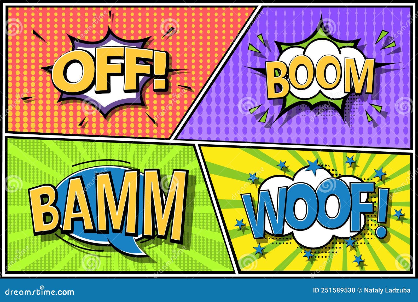 Comic Style Sounds Set. Vector Image Stock Vector - Illustration of ...