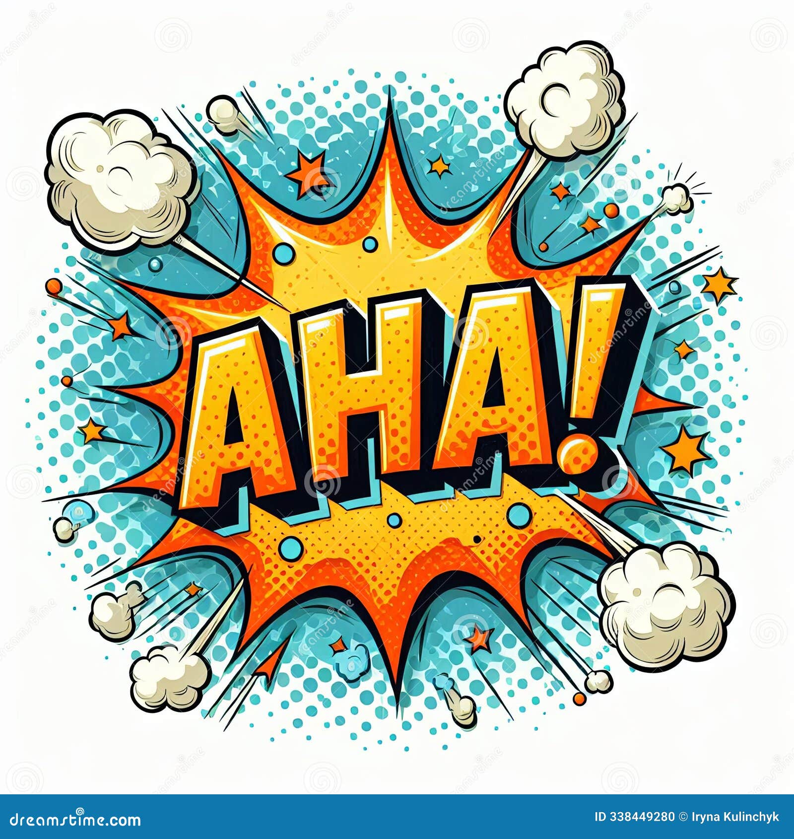 Comic Style Speech Bubble with the Word Aha Surrounded by Clouds and ...