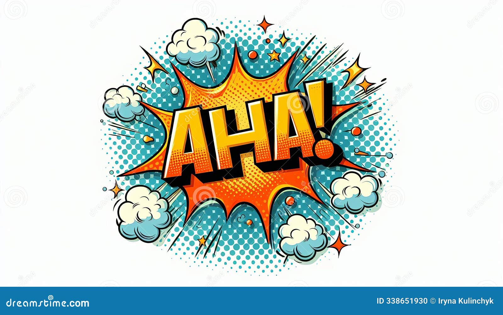 Comic Style Speech Bubble with the Word Aha Surrounded by Clouds and ...
