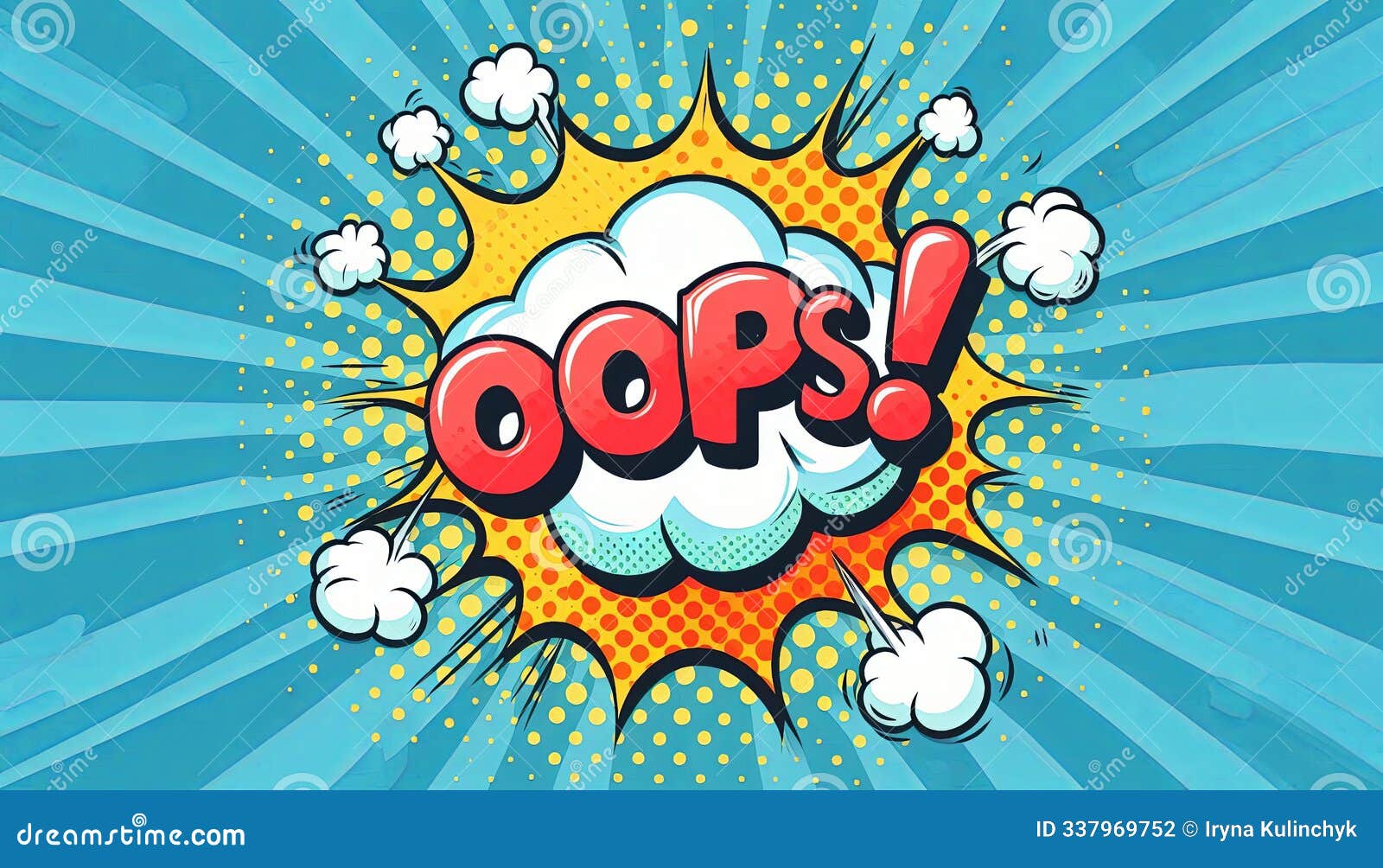 Comic Style Speech Bubble with the Word Oops Surrounded by Clouds and ...