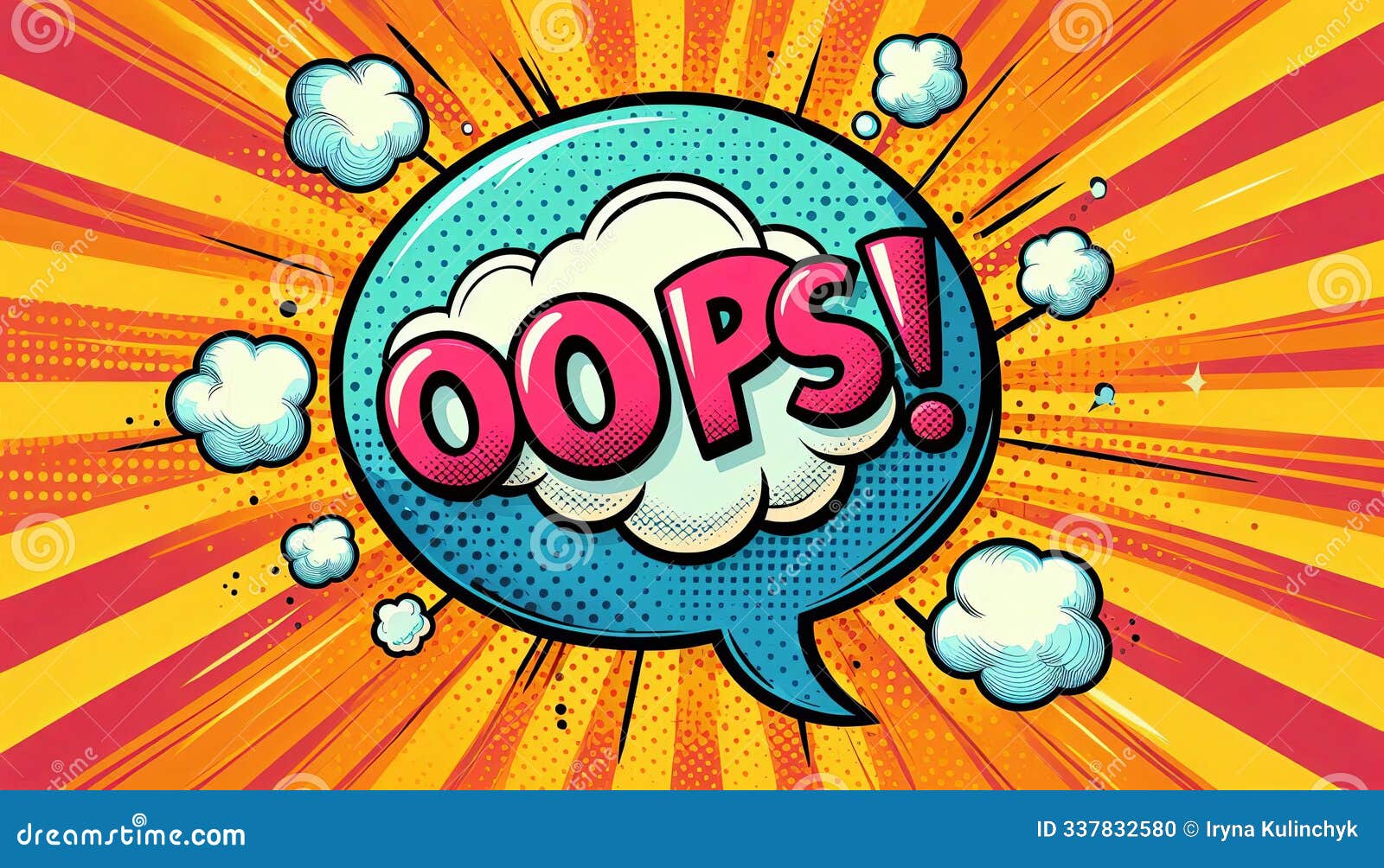 Comic Style Speech Bubble with the Word Oops Surrounded by Clouds and ...