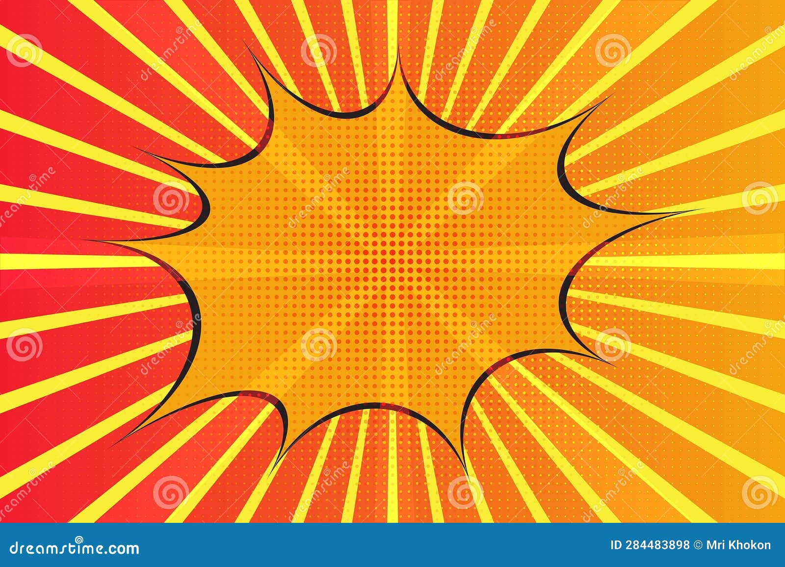 Comic Style Star Background with Speed Line Ands Halftone Effects Stock ...