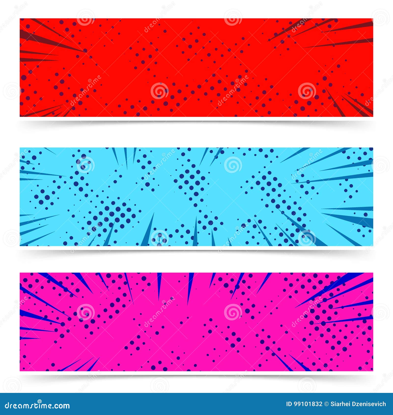 Comic Style Strips Collection with Retro Dotted Pattern. Bright Stock ...