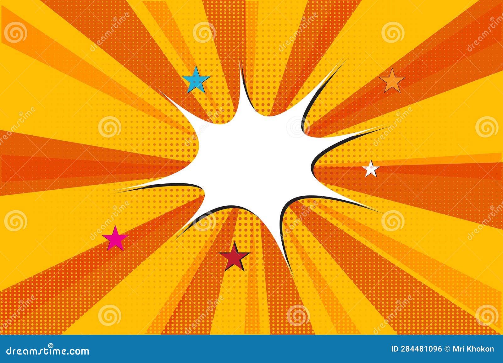 Comic Style Sun Rays Background with Speed Line Ands Halftone Effects ...