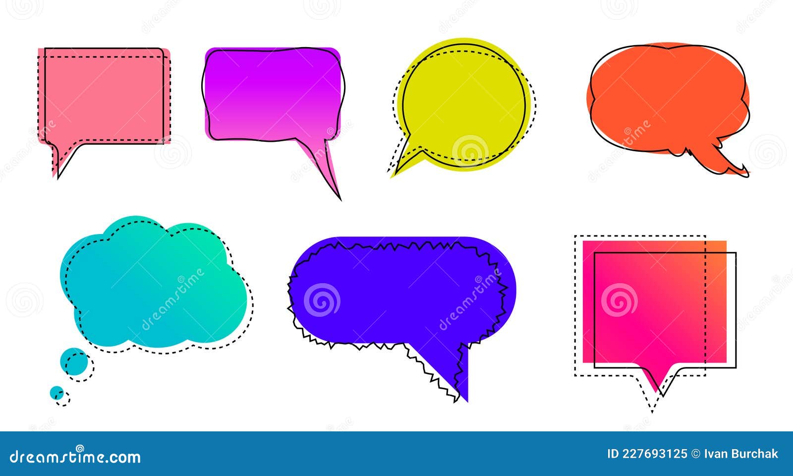 Comic Style Text Boxes of Different Colors. Flat Vector Illustration ...