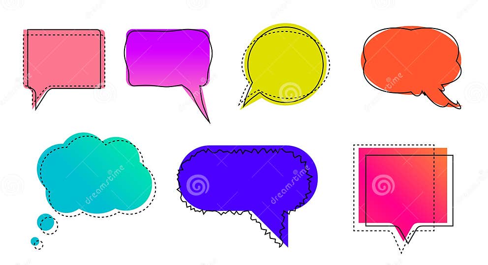 Comic Style Text Boxes of Different Colors. Flat Vector Illustration ...