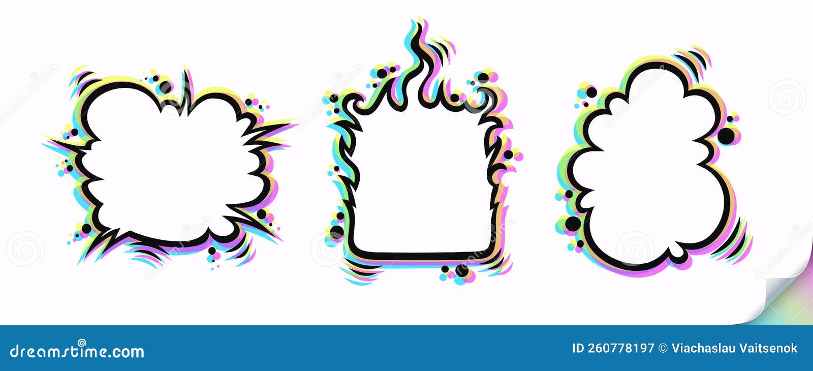 Comic Style Text Boxes with Holographic Effect Stock Illustration ...