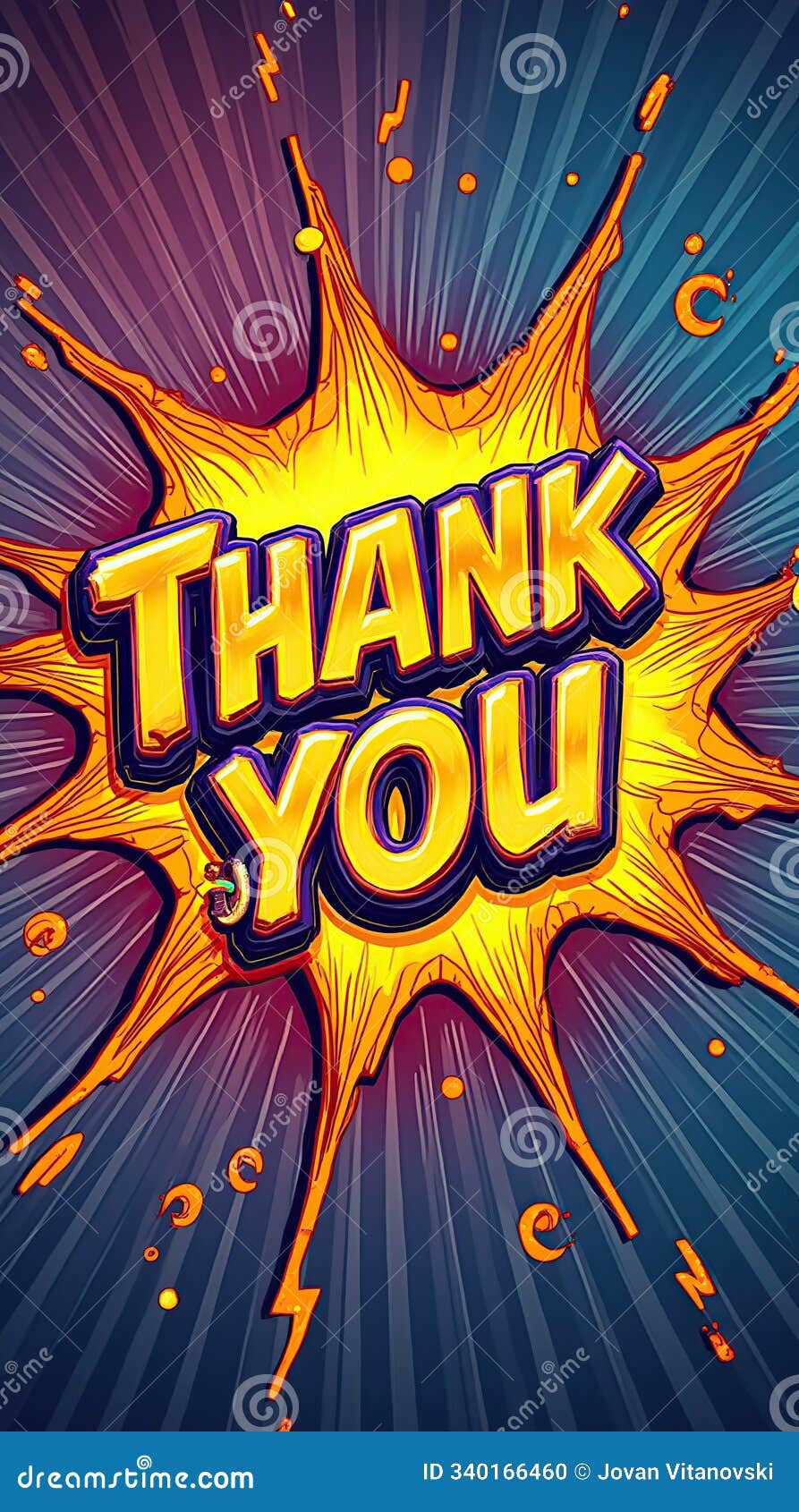 Comic Style Thank You Message with Vibrant Explosion Design Stock ...