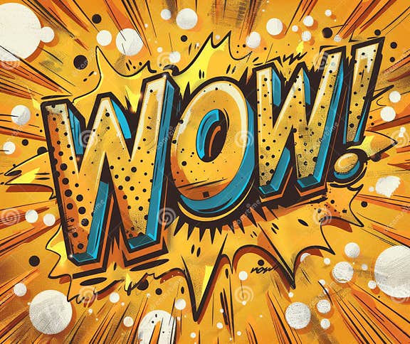 Comic Style Wow Expression with Explosive Background in Pop Art Design ...