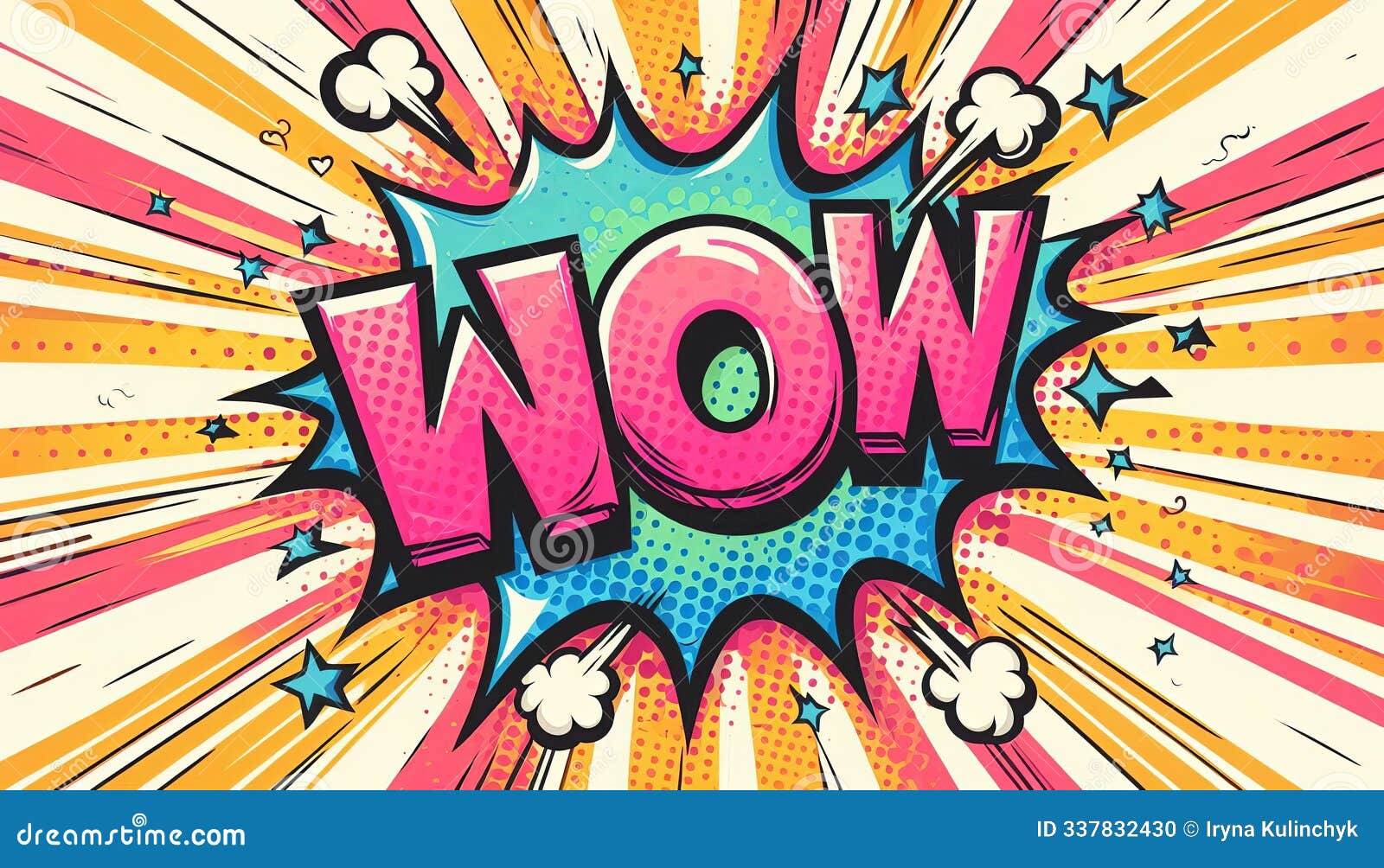 Comic Style WOW Speech Bubble Explosion with Bright Colors, Dynamic ...