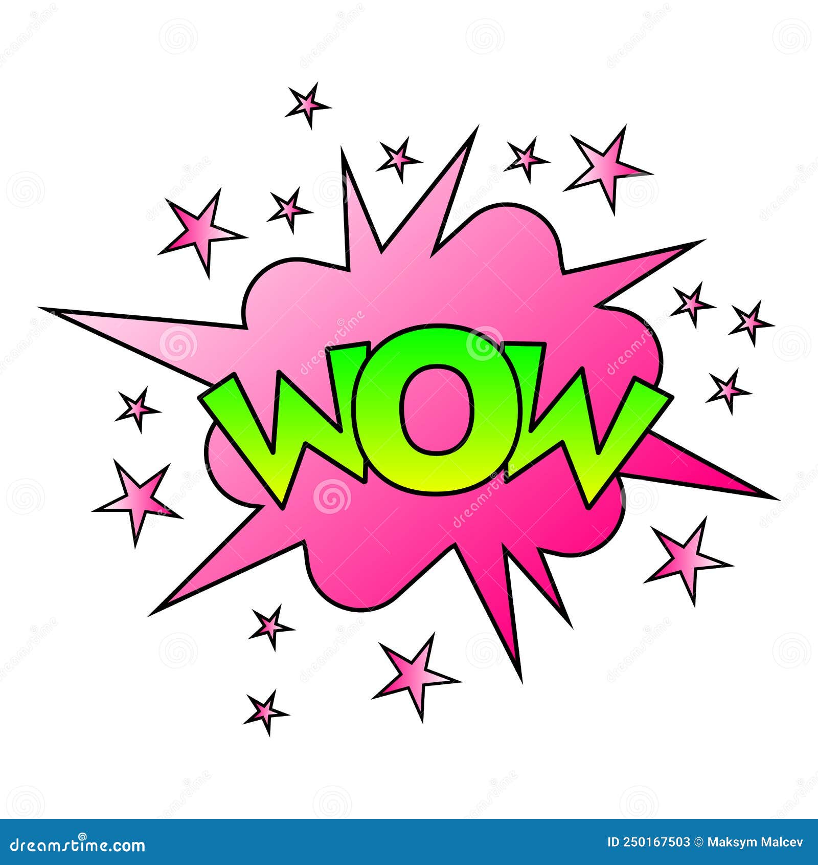 Comic Style WOW Text. Vector Illustration Isolated on White Background ...