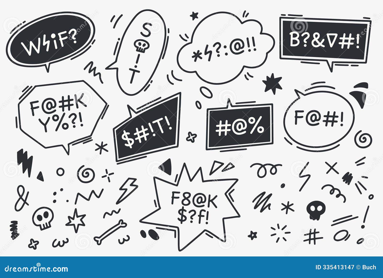 Comic Swear Speech Bubbles, Bad Word, Curse Clouds Stock Vector ...